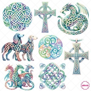 Watercolor Celtic Heritage Bundle , St. Patrick's Day Irish Clipart, 24 ...