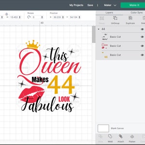 This Queen Makes 44 Look Fabulous Svg, 44th Birthday Svg, 44 Years Old ...