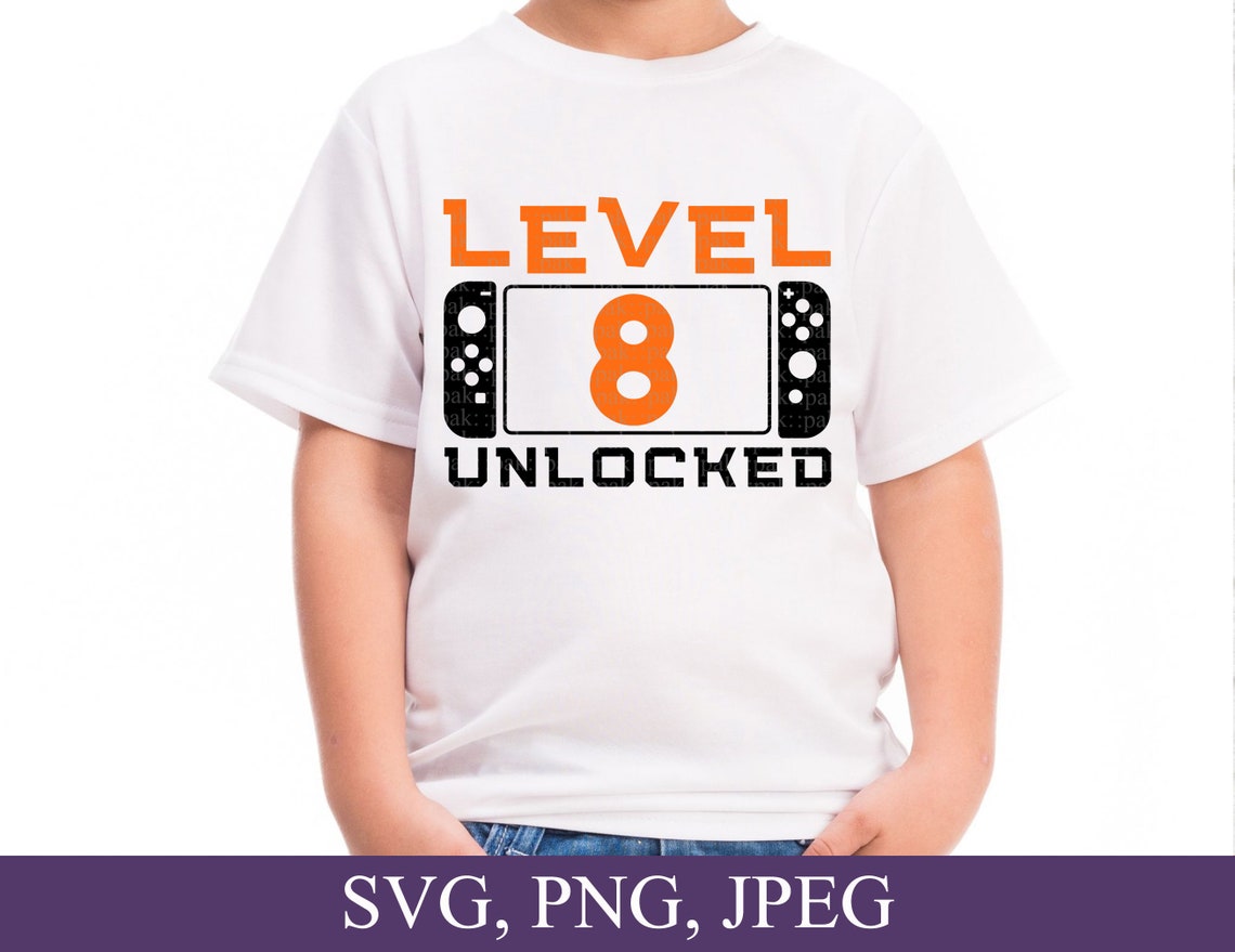 Level 8 Unlocked 8th Birthday Svg Birthday Boy Svg 8th - Etsy