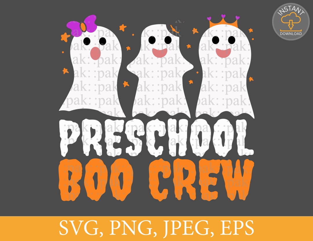 Preschool Boo Crew Cute Halloween Ghost School SVG PNG - Etsy