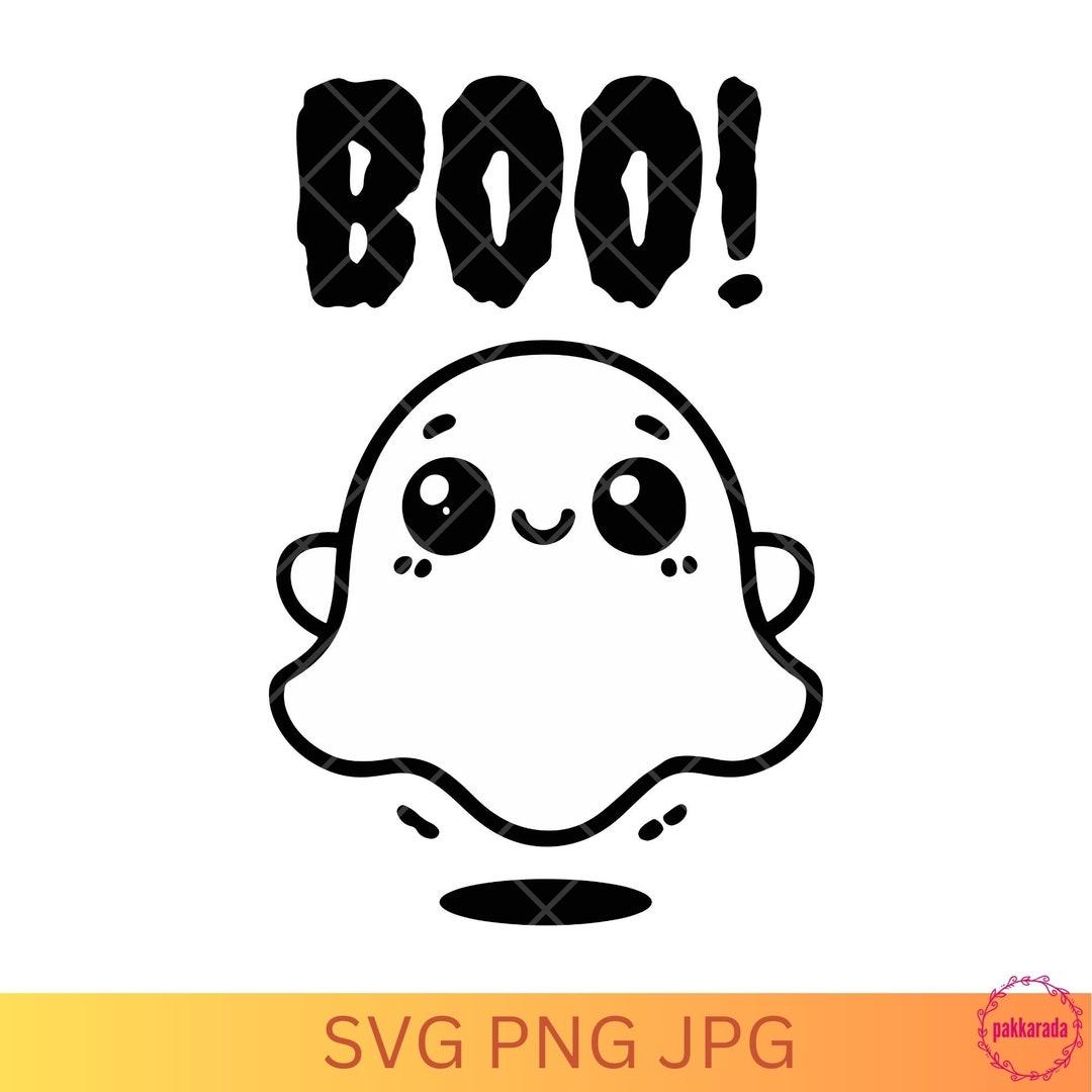 Cute Boo Ghost SVG, Kawaii Halloween Design, Funny Halloween Clipart ...