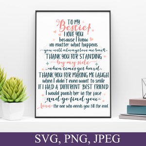 To My Bestie Svg, Best Friends Gifts, Birthday Gifts for Friends, Best Friends Svg Png ...
