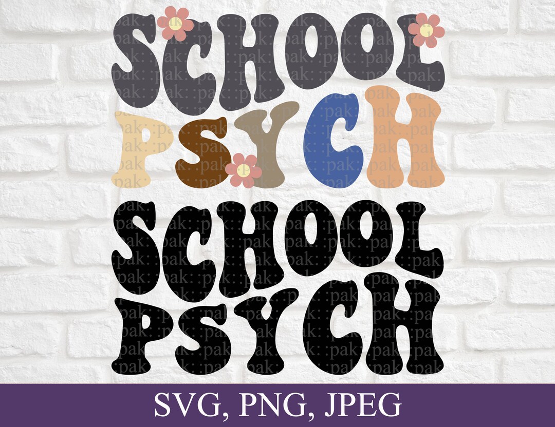 Groovy Retro School PSYCH Educational SVG, PNG Files for Teachers ...