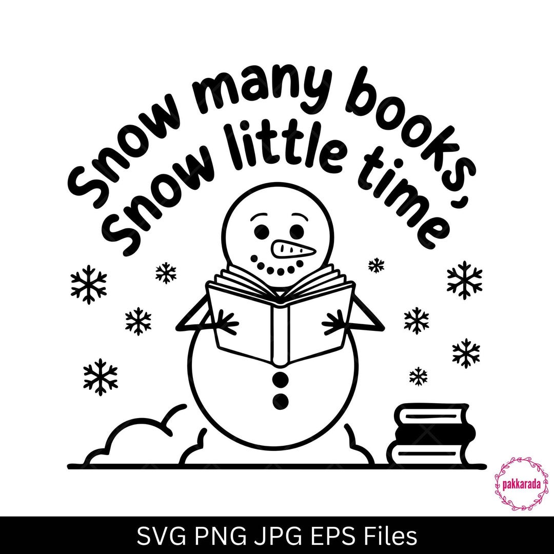 Snowman Reading Book Lover Quote SVG PNG Winter Library Cut File - Etsy