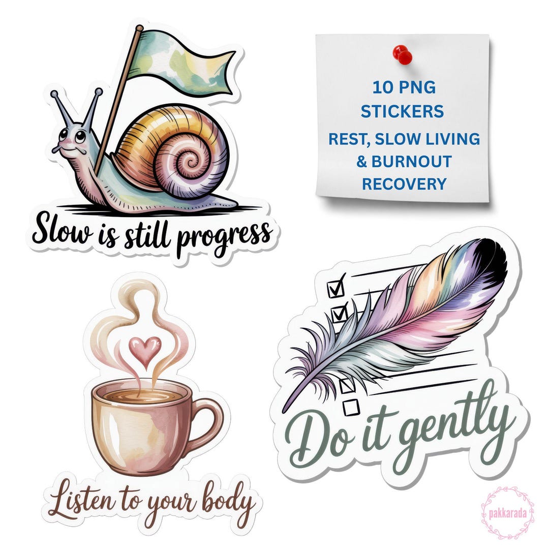 Slow Living Self Care Stickers – Rest, Mindful Recovery, Gentle ...