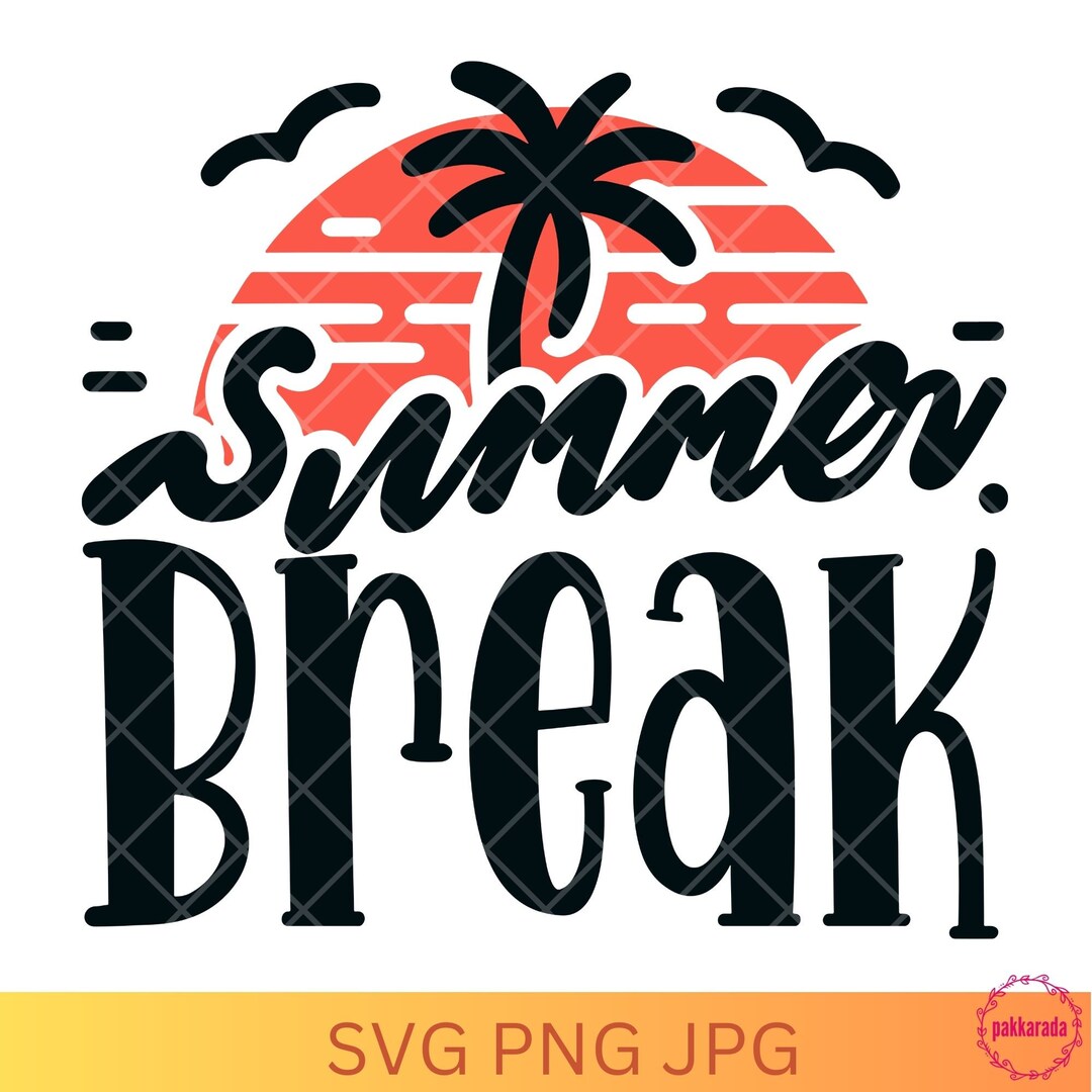Summer Break Palm Tree Sunset, SVG PNG, Vacation Trip, Matching Family ...
