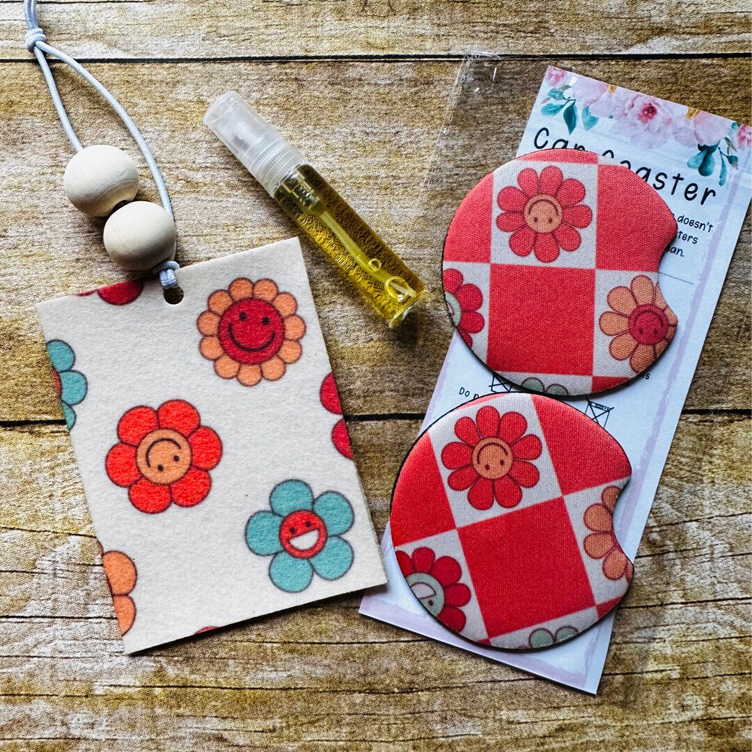 Car Bundle Retro, Smiley Face, Checkers Car Accessories Set/car ...