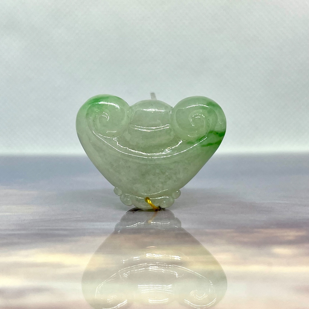 Icy Green Jade Carved Yuan Bai Pendant - Etsy