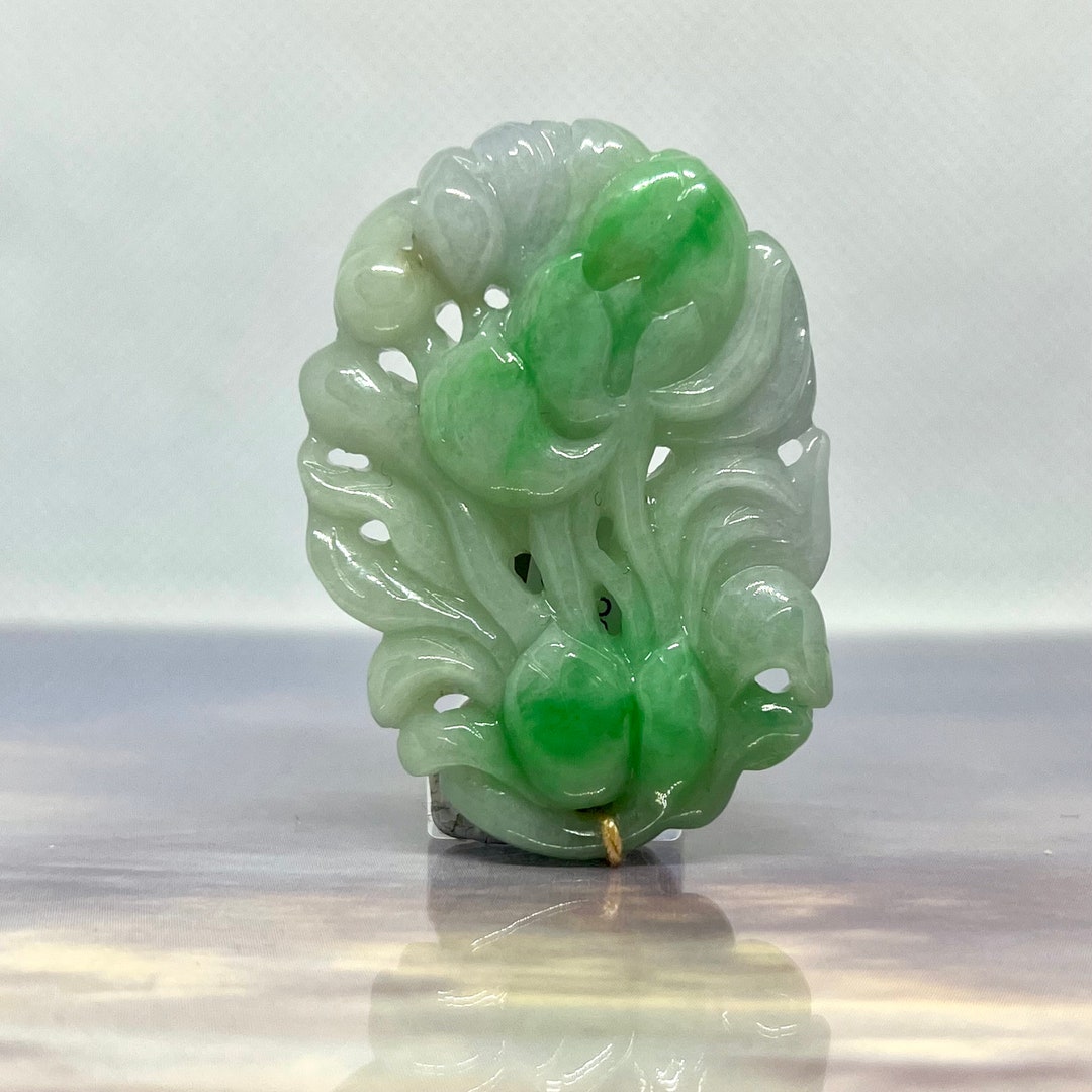 Apple Green Jadeite Tulip Flower Pendant, Carved Jade Jewelry - Etsy