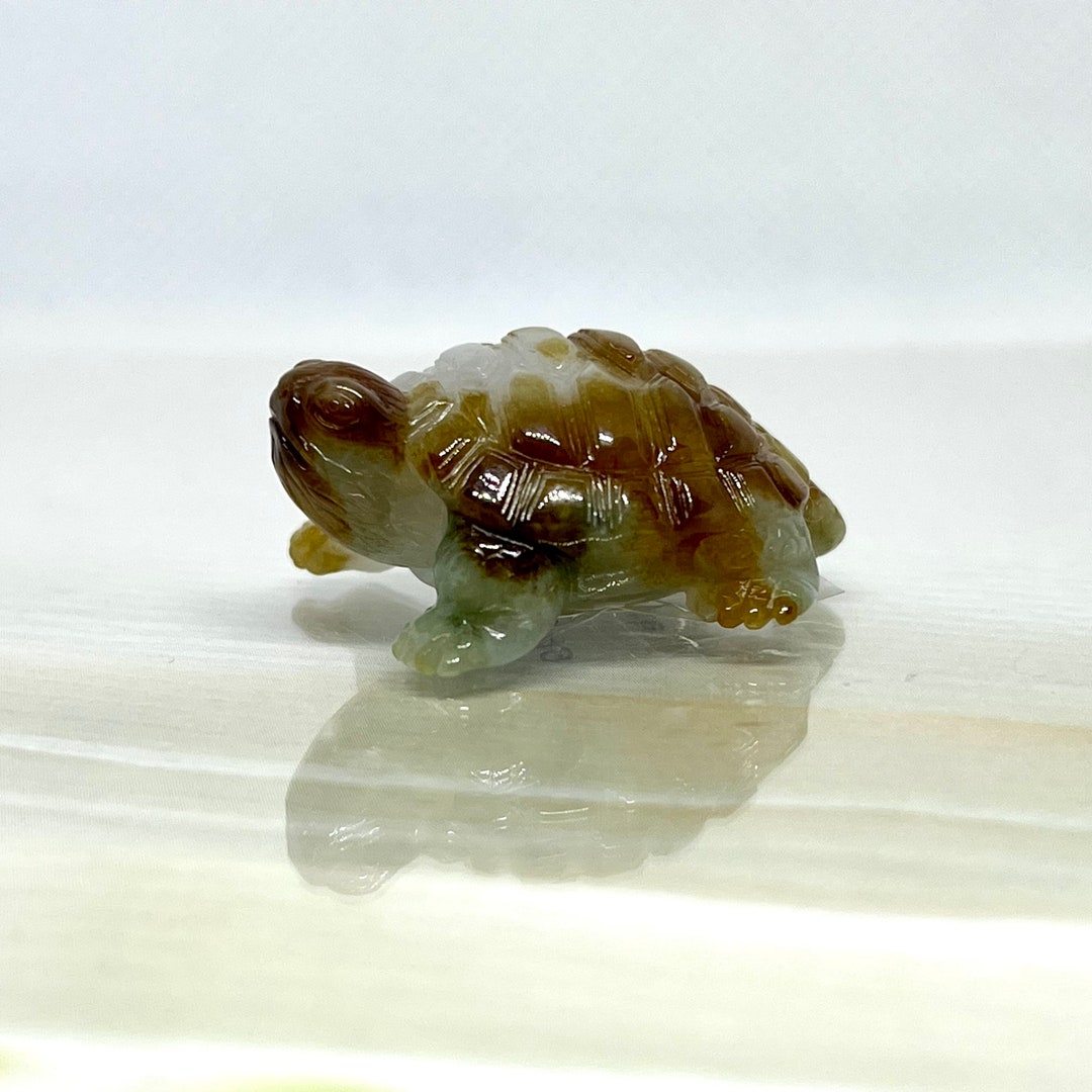 Vintage Honey Brown Jadeite Jade A Grade Carved With Turtle Set 36mm(l ...