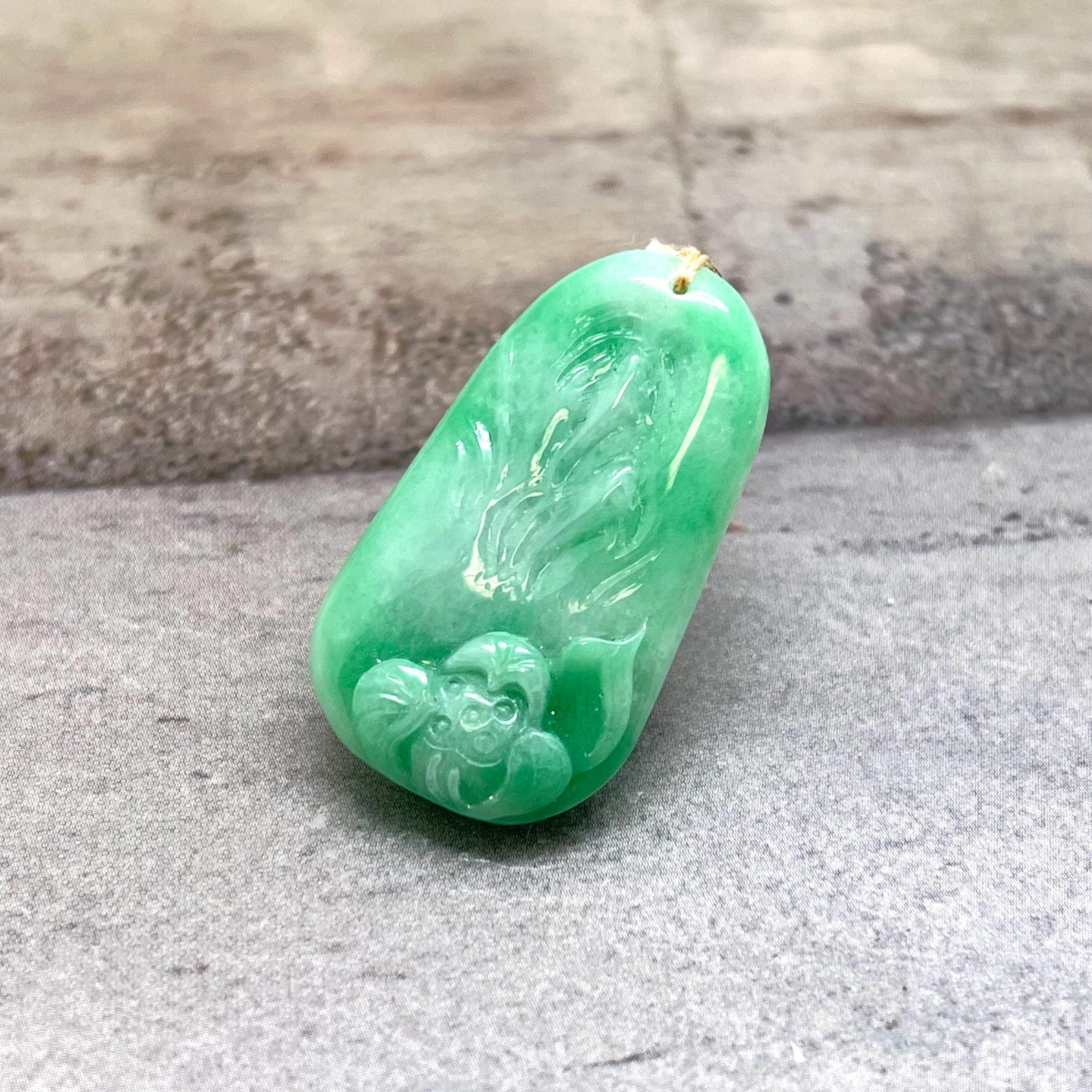 Natural Apple Green Jadeite Jade A Grade Carved With Lotus and Fish ...