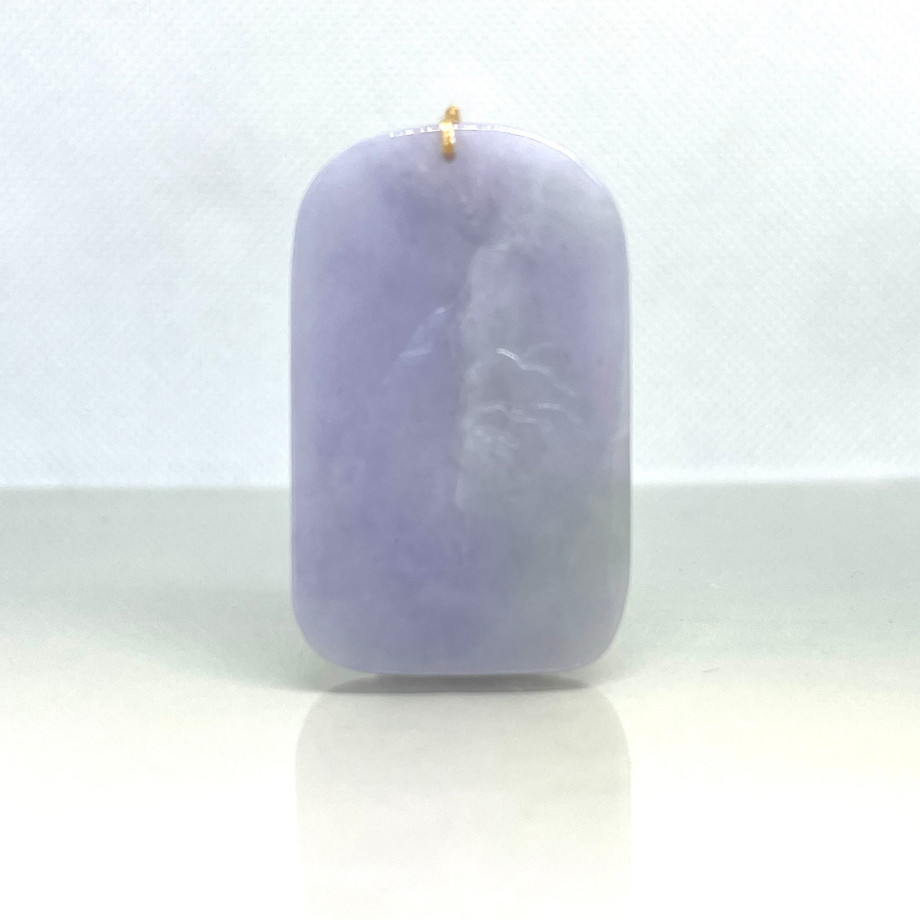Vintage Lavender Jadeite Jade A Grade Carved With Lotus Flower Pendant ...