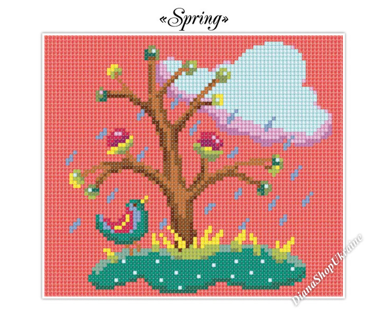 Spring Cross Stitch Pattern PDF Instant download Springtime | Etsy