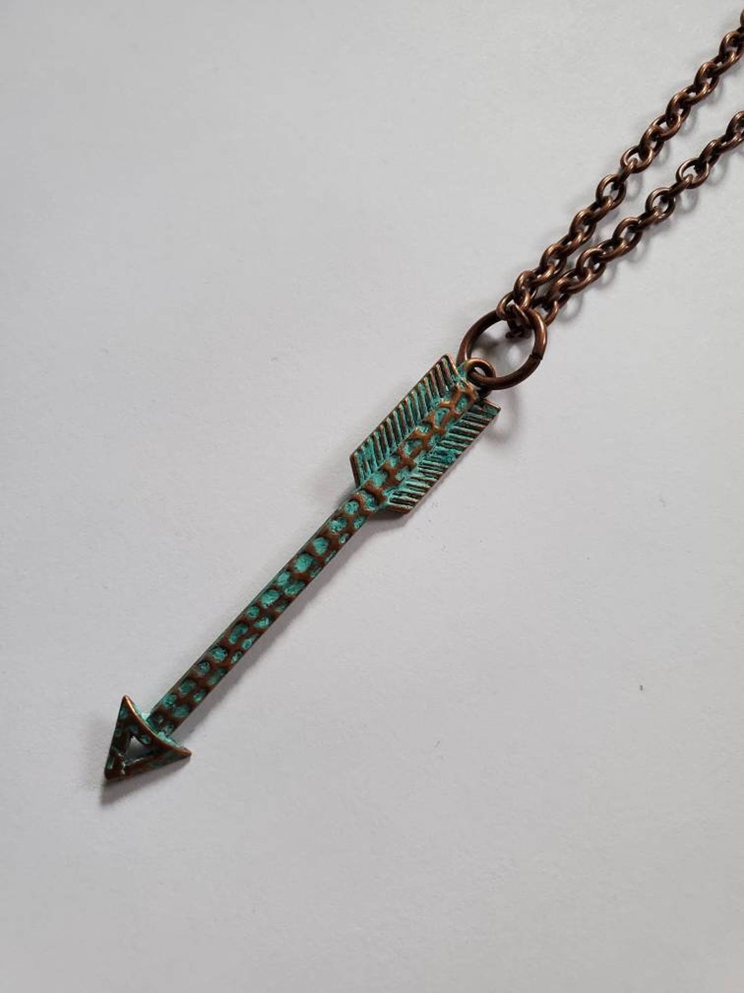 Copper Arrow Pendant Necklace, Arrow Pendant, Copper Chain Necklace ...