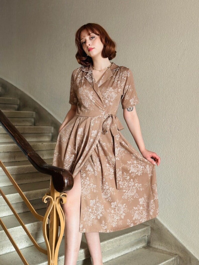 Lady Wrap Floral Midi Dres 1950s Design Retro Style Retrobird - Etsy