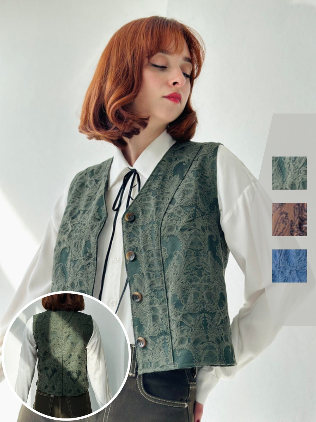 Retrobird Design Plus Size Women Vests, Paisley Patterned Retro Vests ...