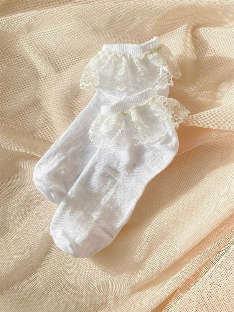 Cotton Girl Lace Ankle Unirform Sock Dress Ruffled Sock - Etsy