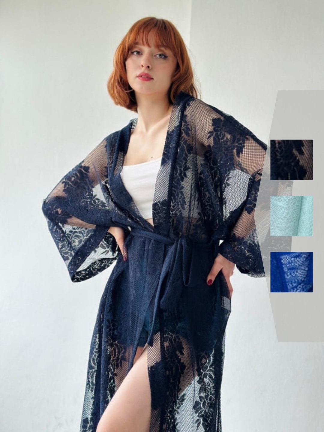Vintage Lace Design Kimono Robe Feminine Boho Chic Retrobird - Etsy
