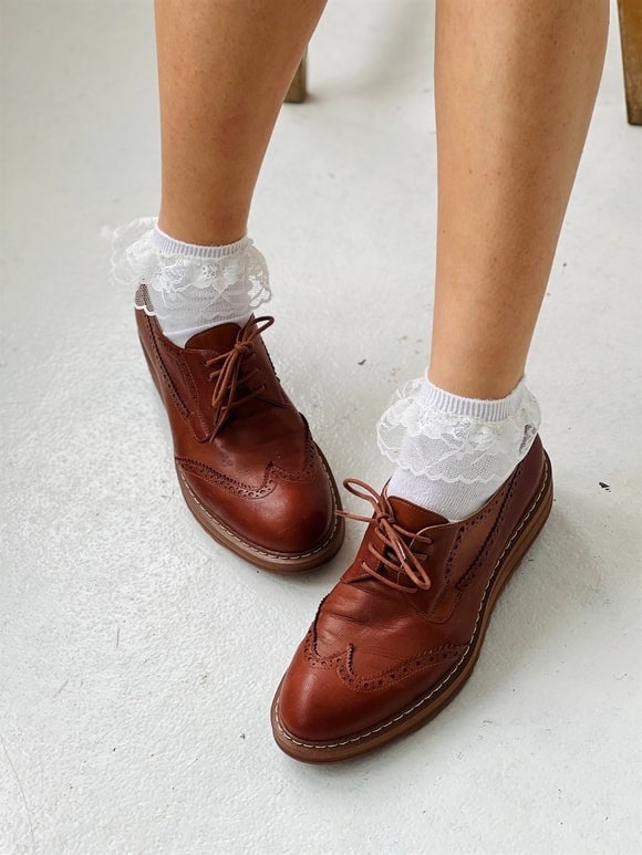 Cotton Girl Lace Ankle Unirform Sock, Dress Ruffled Sock, Retro Dress ...