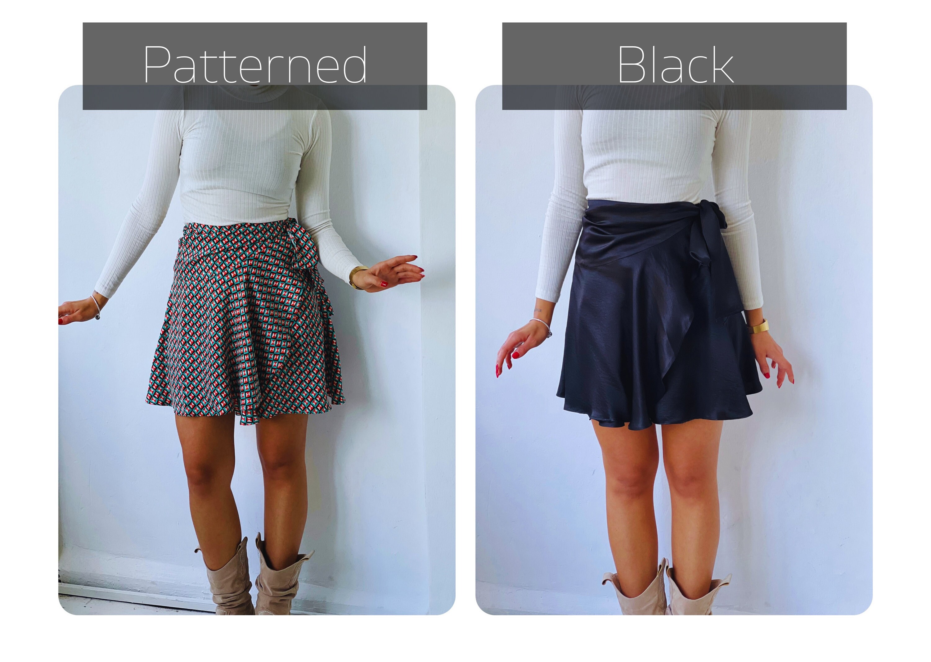 Women’s Cotton A-line Mini Wrap Skirt, Adjustable Waist Skirt, Solid ...