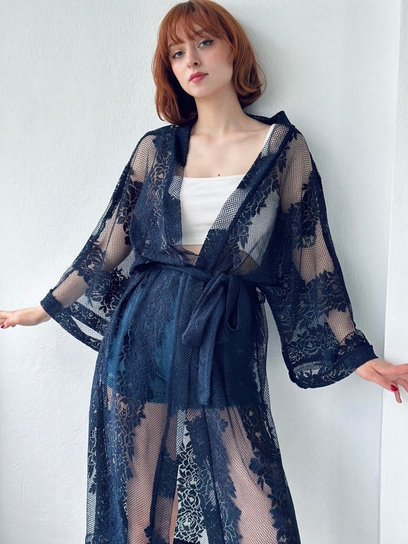 Vintage Lace Design Kimono Robe Feminine Boho Chic Retrobird - Etsy