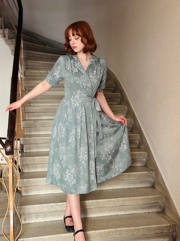 Lady Wrap Floral Midi Dres 1950s Design Retro Style Retrobird - Etsy
