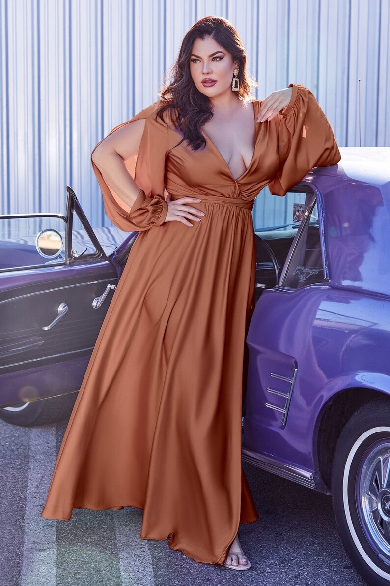 Curve Satin Modest Dress Plus Size Prom & Bridesmaid Gown - Etsy