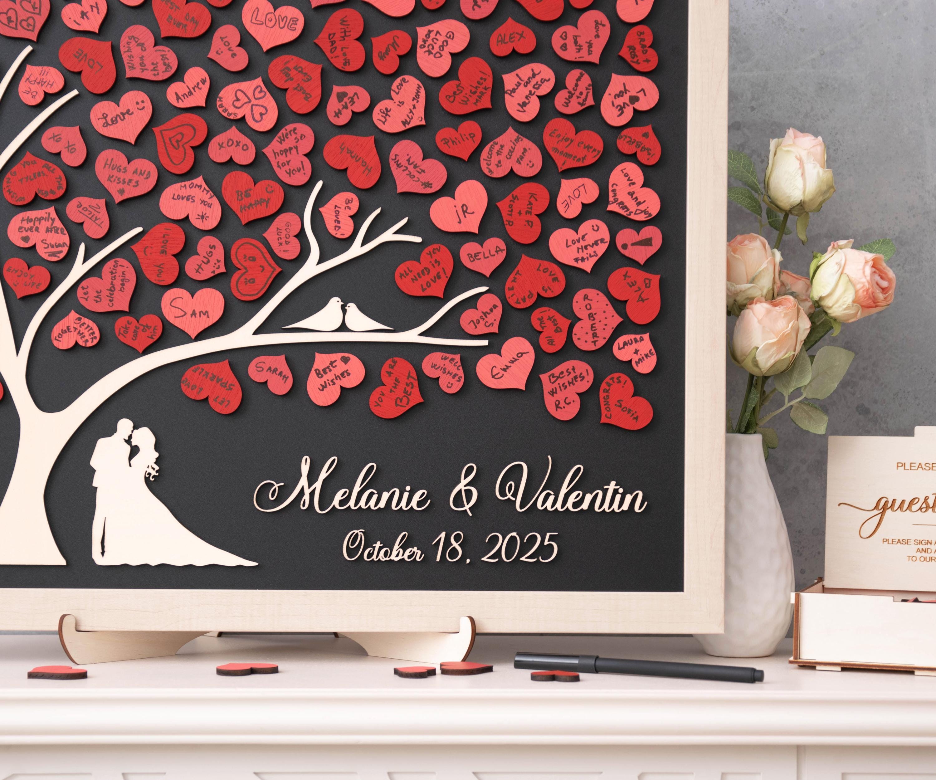Red Heart Magnetic Guest Book Tree, Interactive Guest Signing Tree for ...