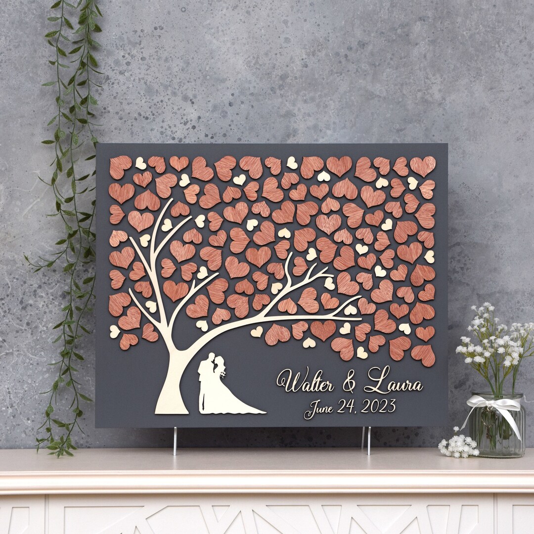 3D TREE of Life Wedding Guest Book Alternative Tree Wood Custom Unique ...