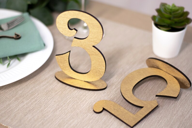 GOLD Table Numbers Wedding Table Decor Wooden Table Numbers | Etsy