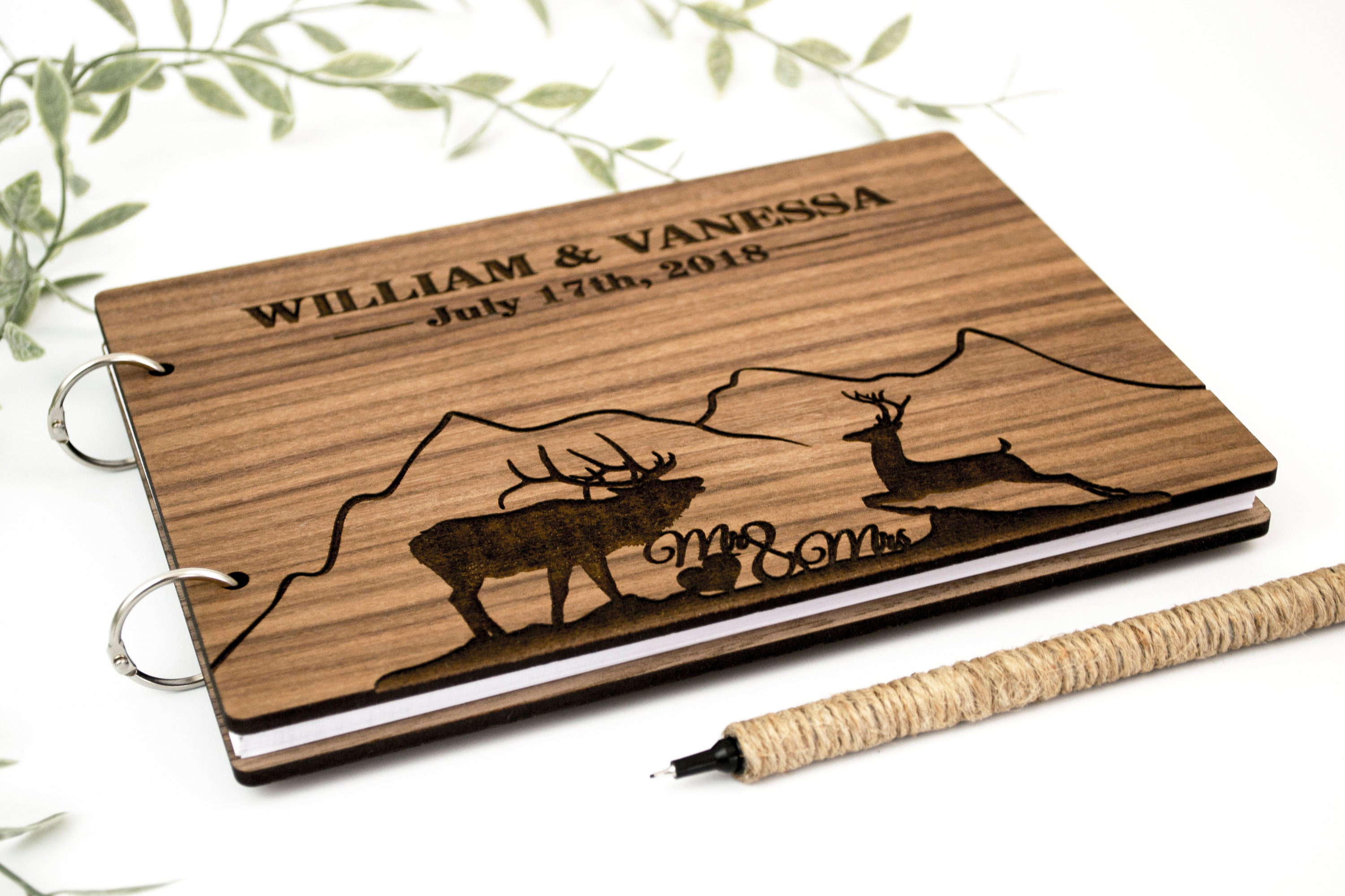 Wood Guest Book Custom Guest Book Rustic Wedding Guest Book | Etsy