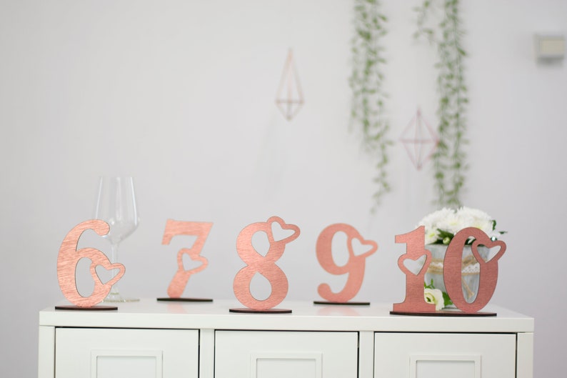 ROSE GOLD Table Numbers Wooden Table Numbers Custom Table - Etsy
