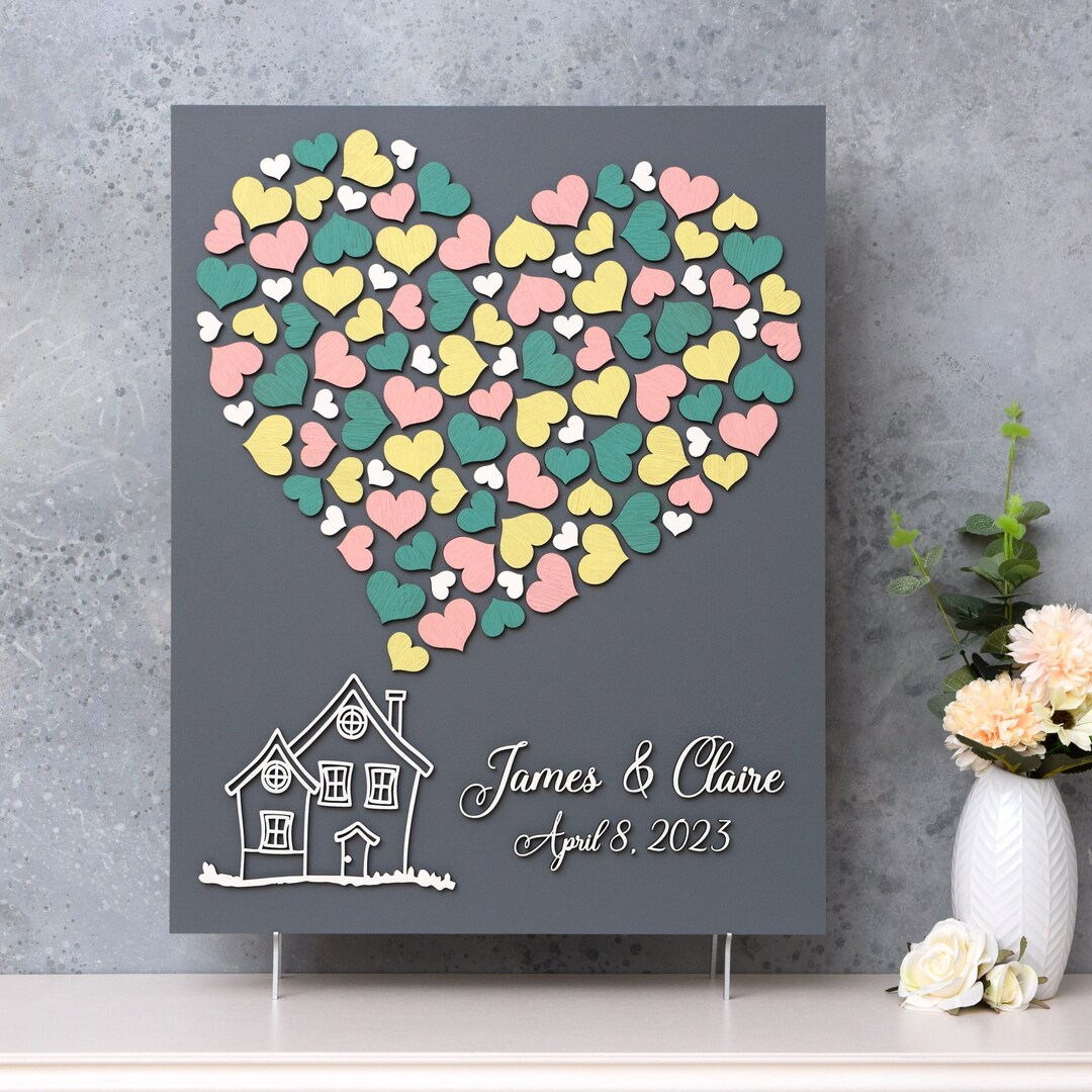 Up House Guest Book Balloons Hearts Alternative Guest Book First Home ...