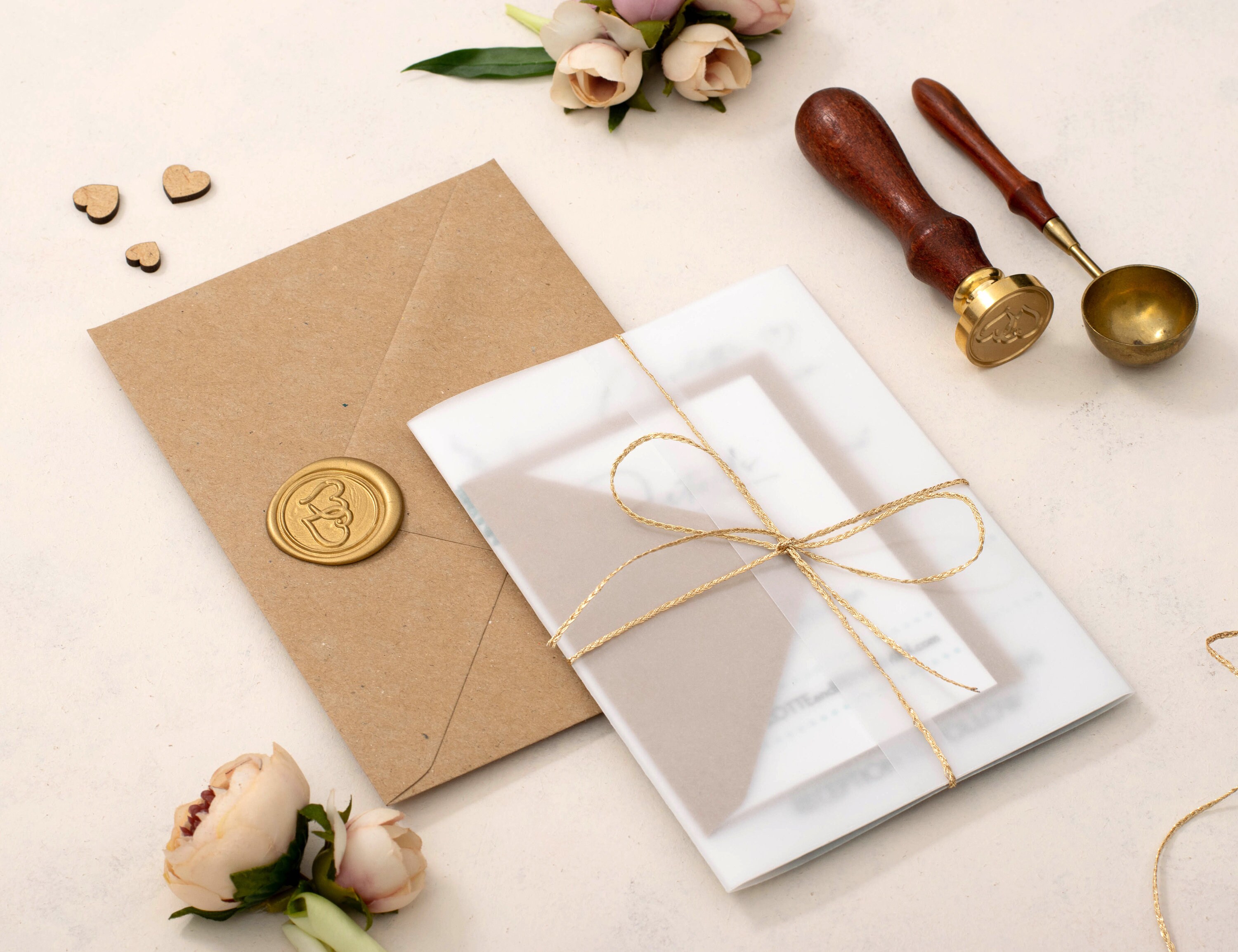 Gold Rustic Wedding Invitations Wedding Invitation Suite Wax - Etsy