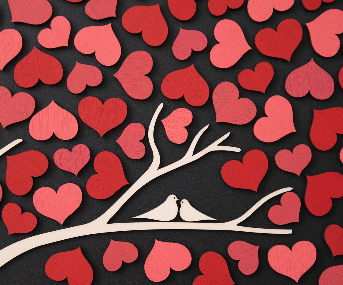 Red Heart Magnetic Guest Book Tree, Interactive Guest Signing Tree for ...