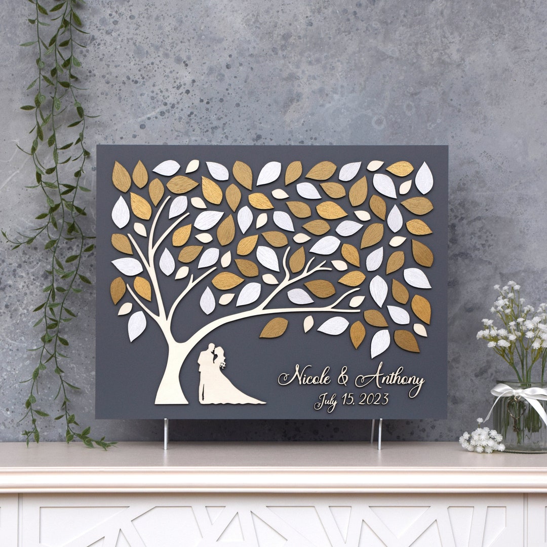 GOLD Wedding Guest Book Tree Guest Book Alternative LOVE TREE Wedding ...
