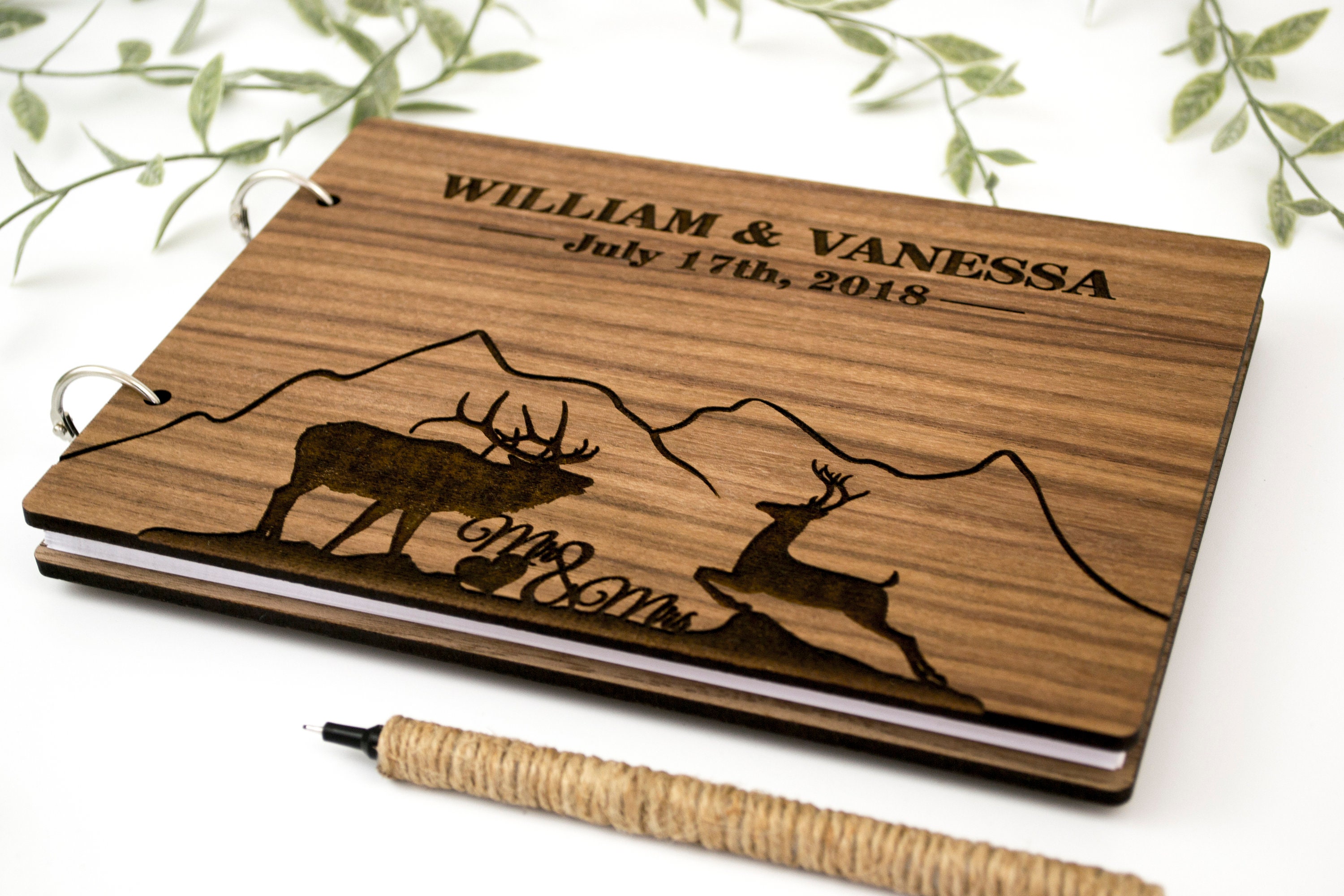 Wood Guest Book Custom Guest Book Rustic Wedding Guest Book | Etsy