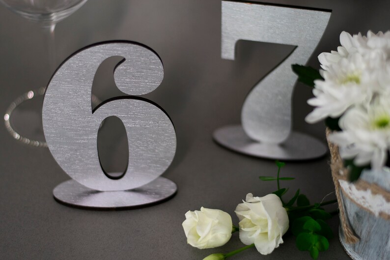 SILVER Table Numbers Wedding Table Decor Wooden Table Numbers | Etsy