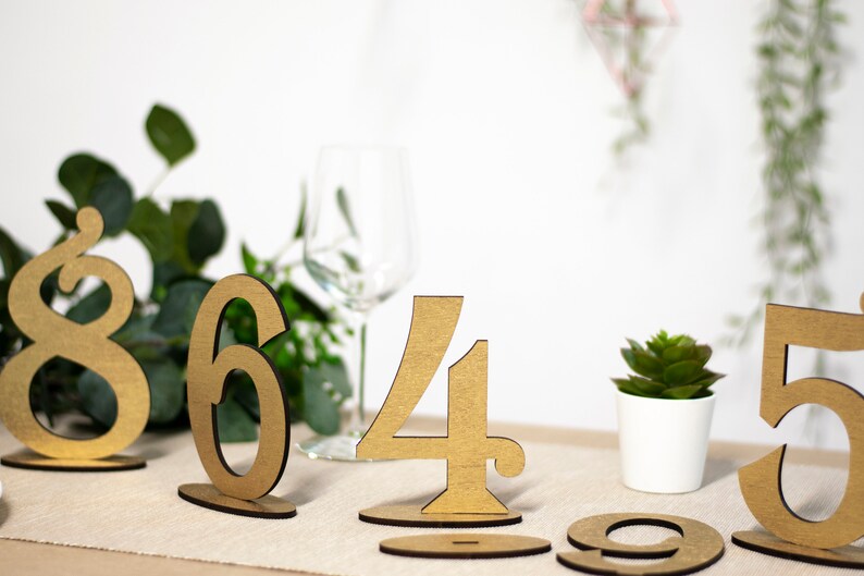GOLD Table Numbers Wedding Table Decor Wooden Table Numbers | Etsy