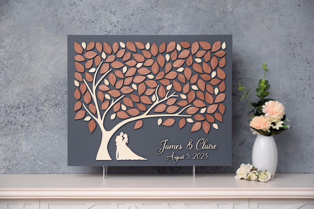 3D LOVE TREE Wedding Guest Book Alternative Tree Wood Custom Unique ...