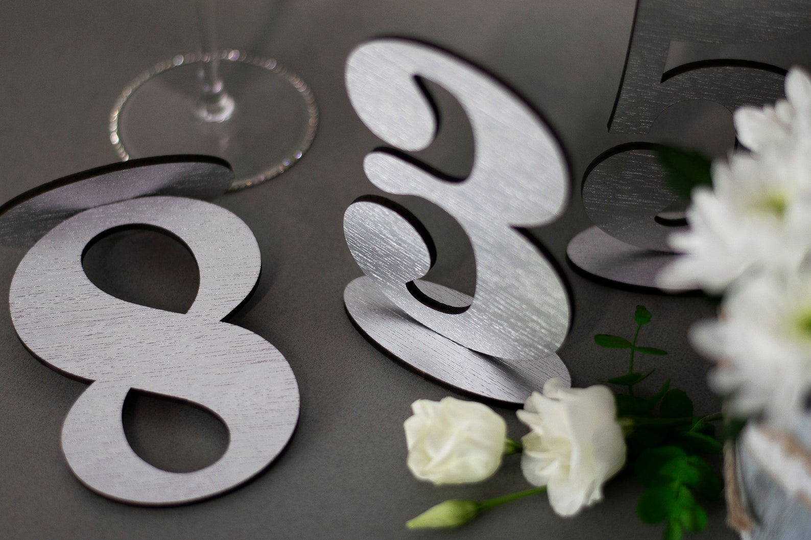 SILVER Table Numbers Wedding Table Decor Wooden Table Numbers | Etsy