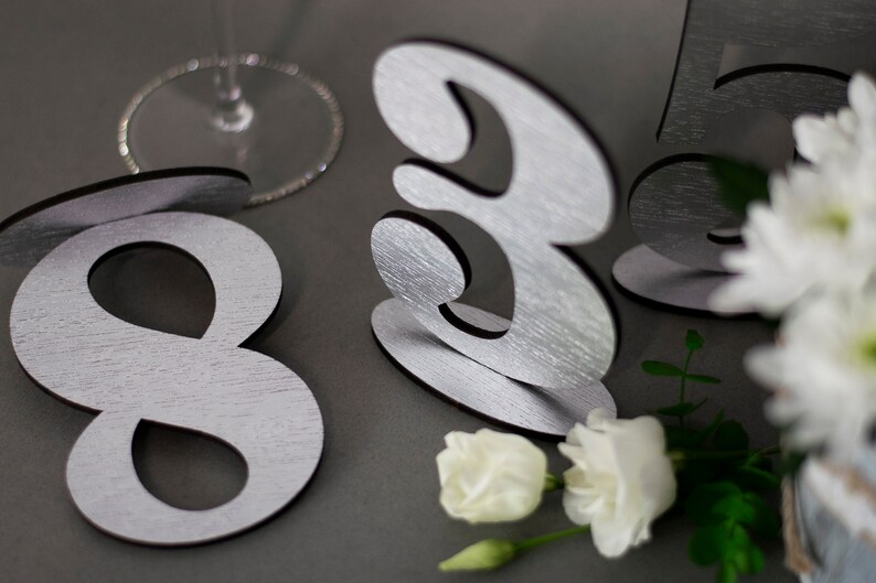 SILVER Table Numbers Wedding Table Decor Wooden Table Numbers | Etsy
