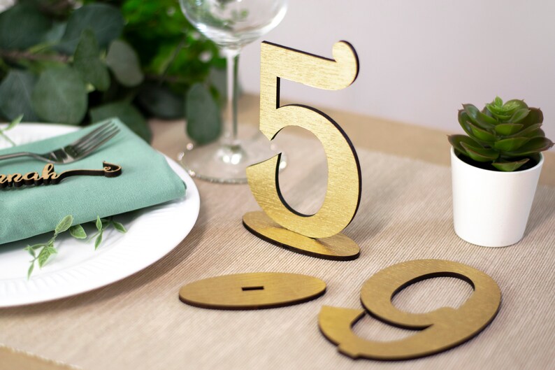 GOLD Table Numbers Wedding Table Decor Wooden Table Numbers | Etsy