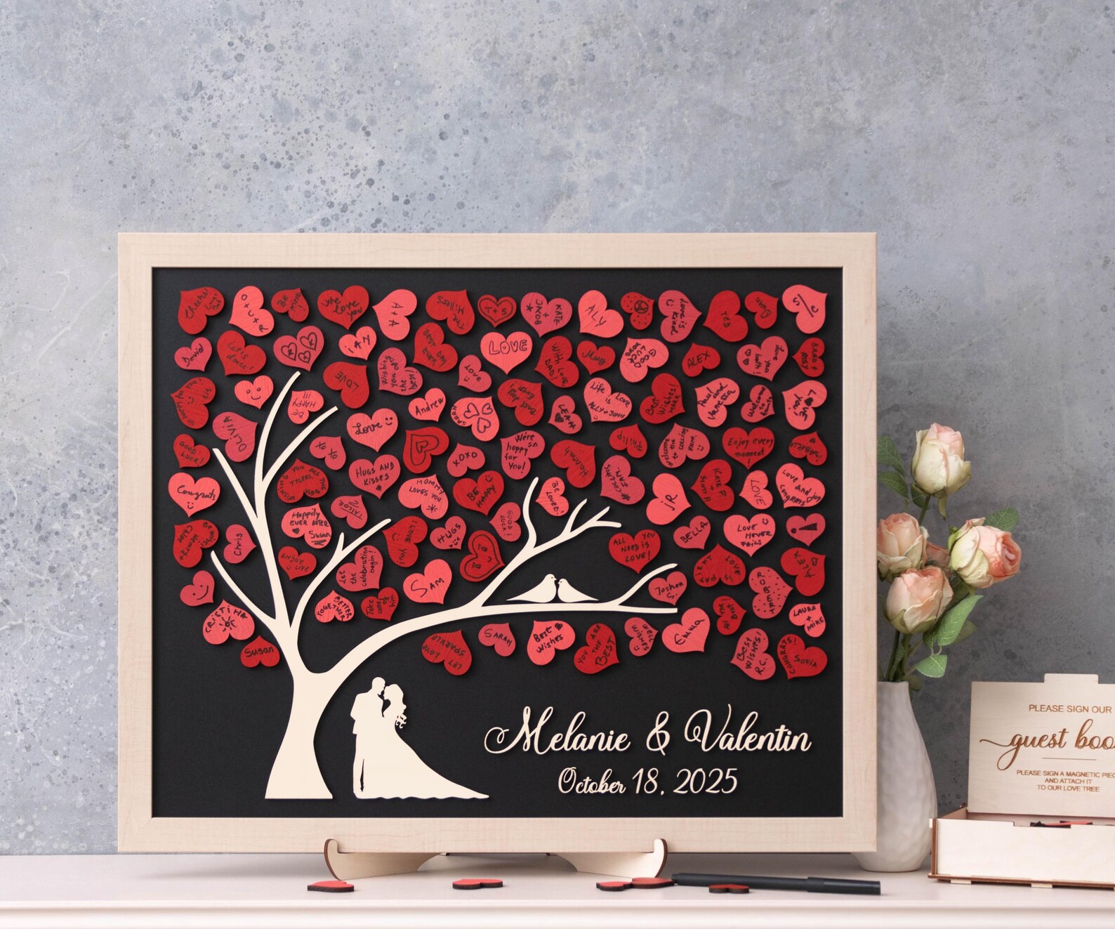 Red Heart Magnetic Guest Book Tree, Interactive Guest Signing Tree for ...