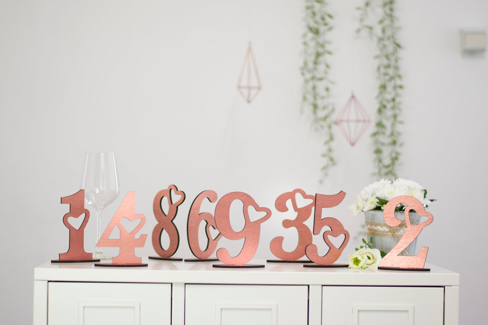 ROSE GOLD Table Numbers Wooden Table Numbers Custom Table | Etsy