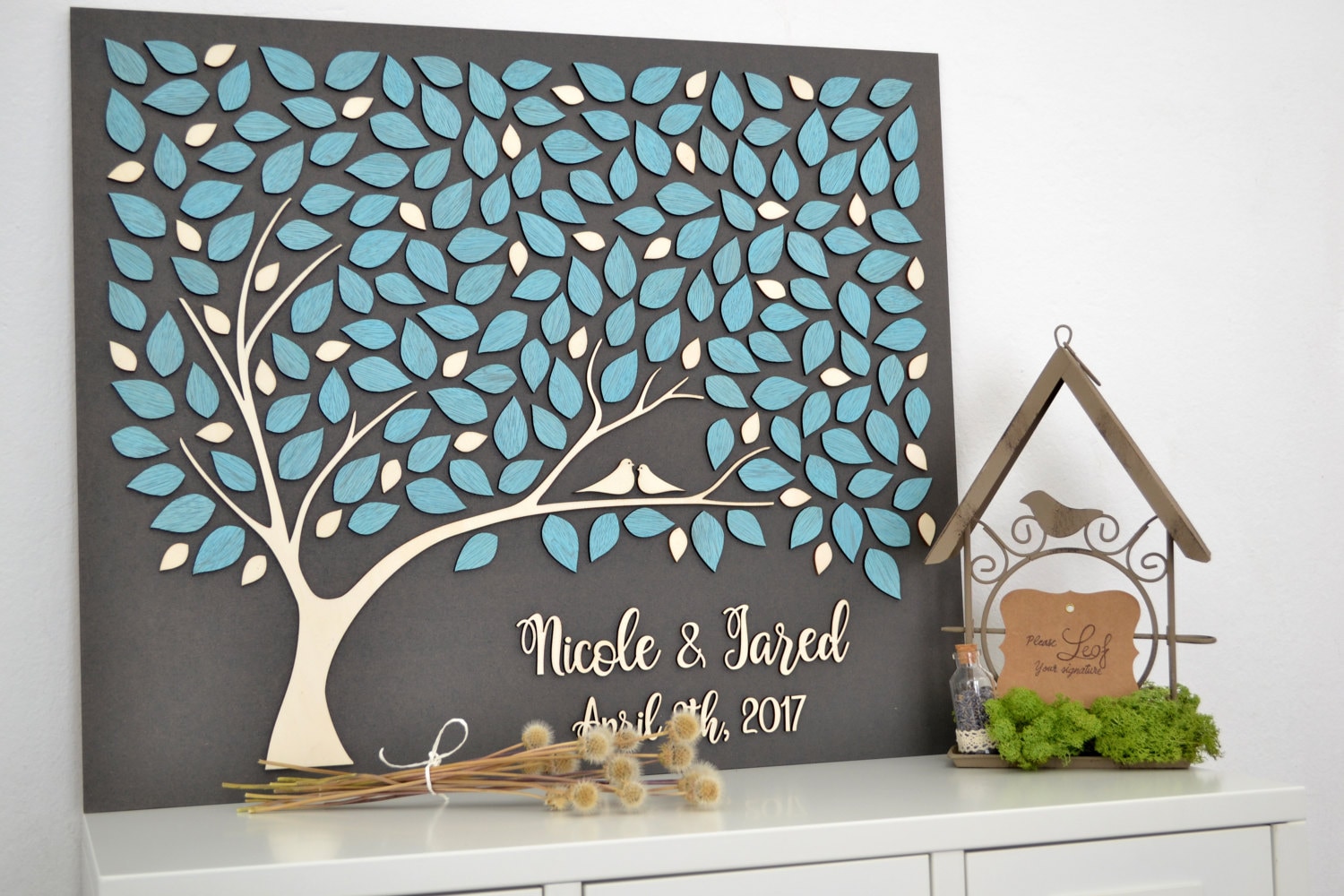 3D Tree Guest Book Rustic Wedding Alternative Guestbook Custom | Etsy