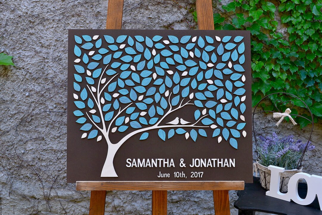 3D Wedding Guest Book Alternative Tree of Life Rustic Wedding Gift ...
