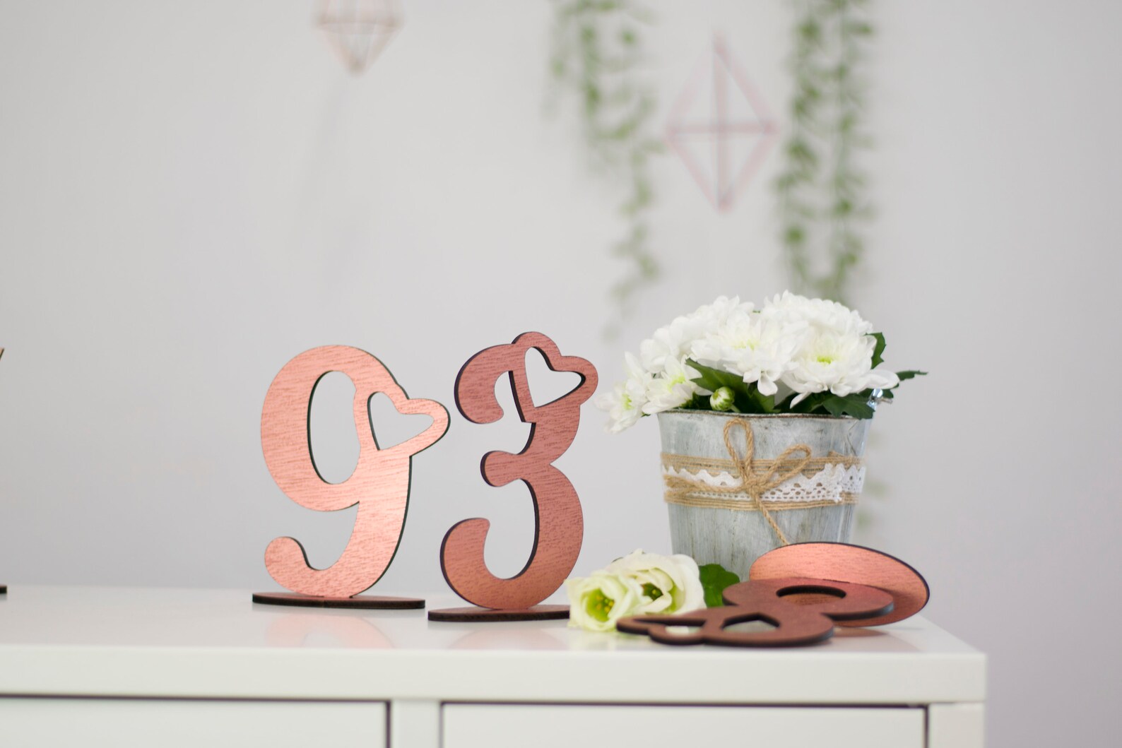 ROSE GOLD Table Numbers Wooden Table Numbers Custom Table | Etsy