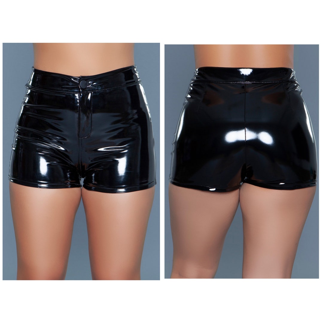 Lencería De Látex Catsuit Pantalones Cortos De Piel Etsy México