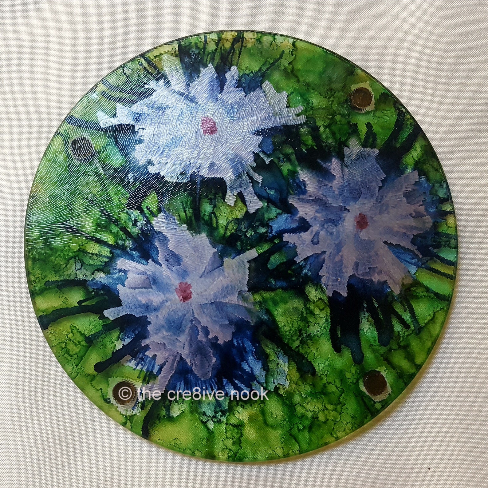 GLASS TRIVETS Set of 4, Round Tempered Glass, Alcohol Inks, Unique ...